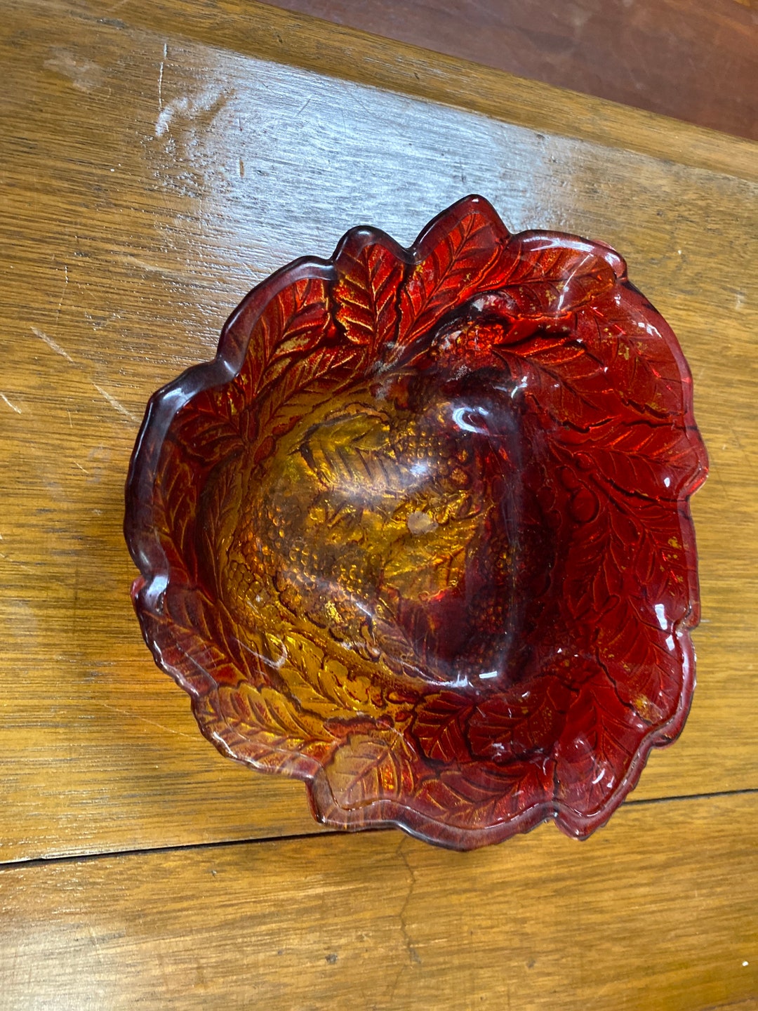 Carnival Glass Red Candy Dish - Etsy UK