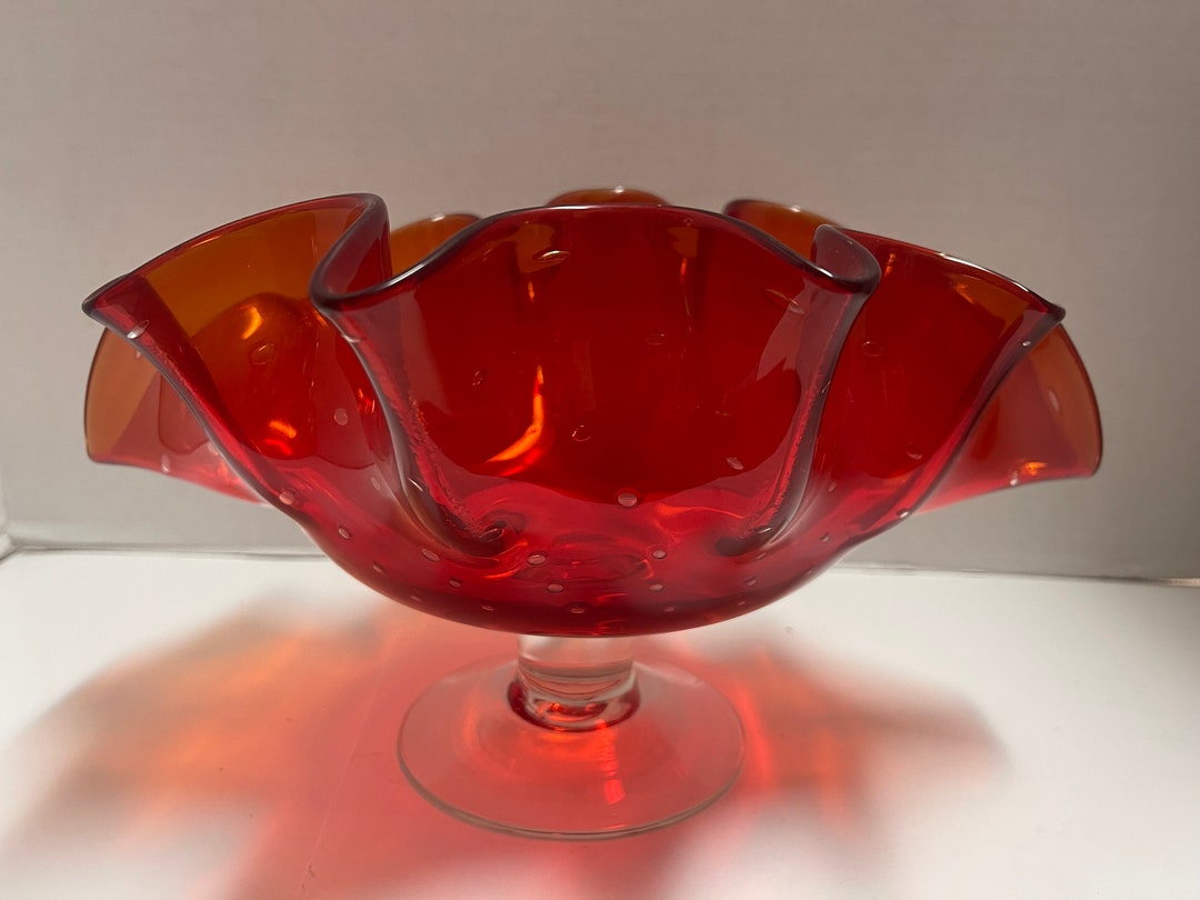 Wayne Bischoff Hand Blown Red Glass Center Piece - Etsy
