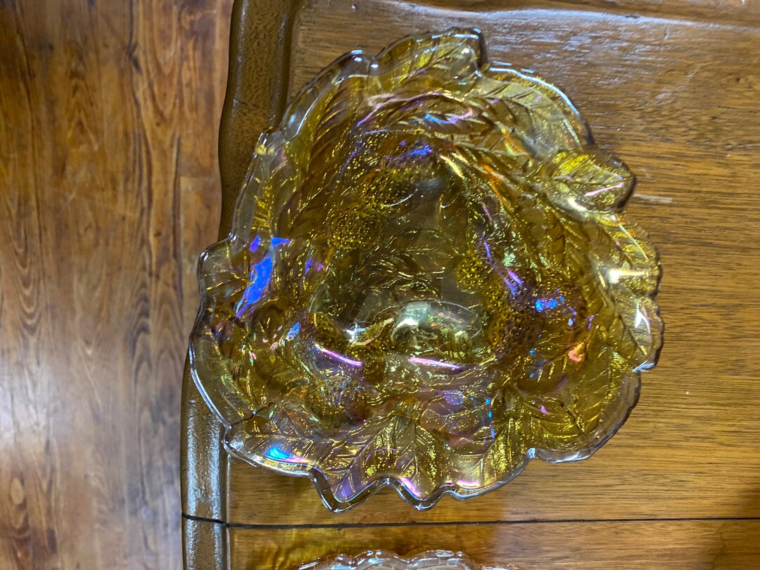 Carnival Glass Marigold Candy Dish - Etsy