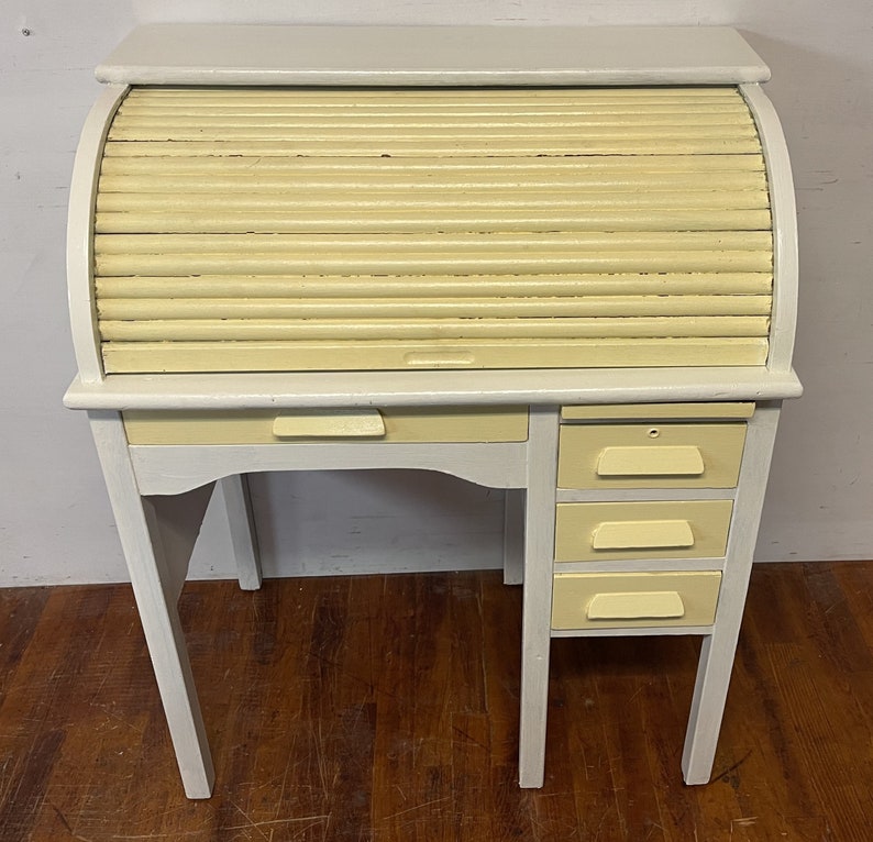 Child's Roll Top Desk Painted White - Etsy