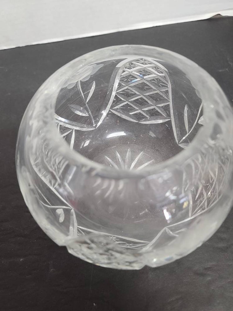 Cut Crystal Rose Pattern Vase - Etsy