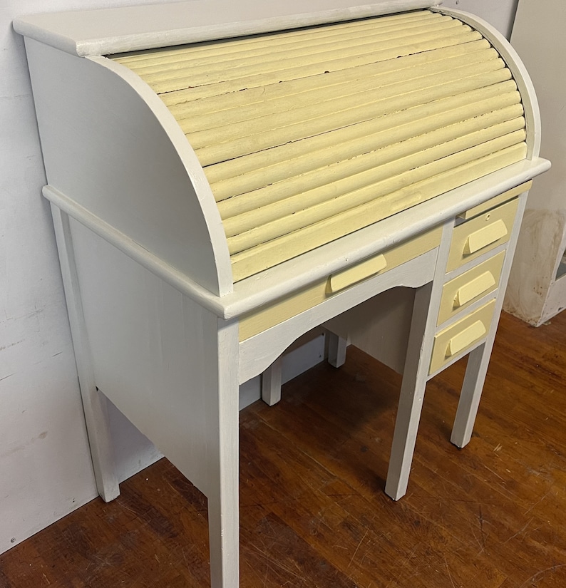 Child's Roll Top Desk Painted White - Etsy