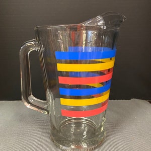 Libbey Striped Glass Pitcher - Etsy