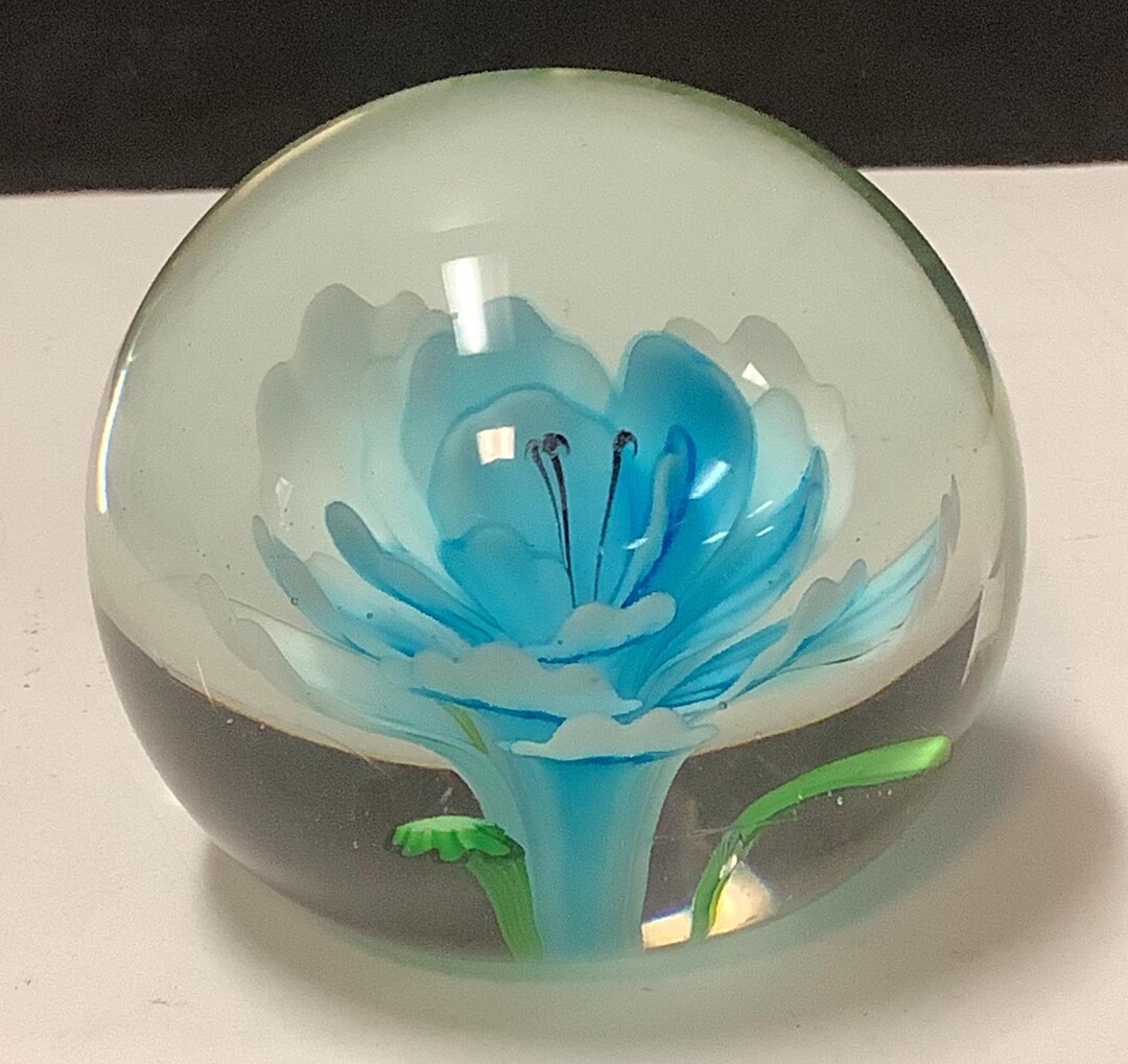 Blue Rose Paperweight - Etsy