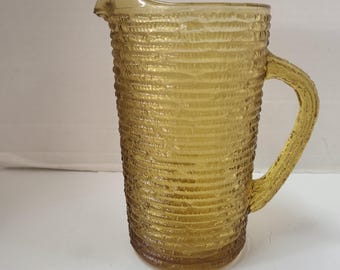 Vintage Anchor Hocking Amber Glass Pitcher - Etsy