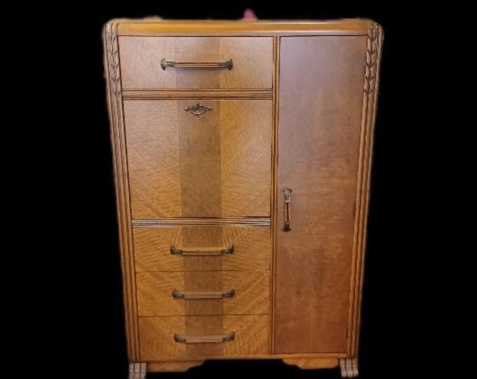 Art Deco Waterfall Chiffarobe With Drop Front Desk - Etsy