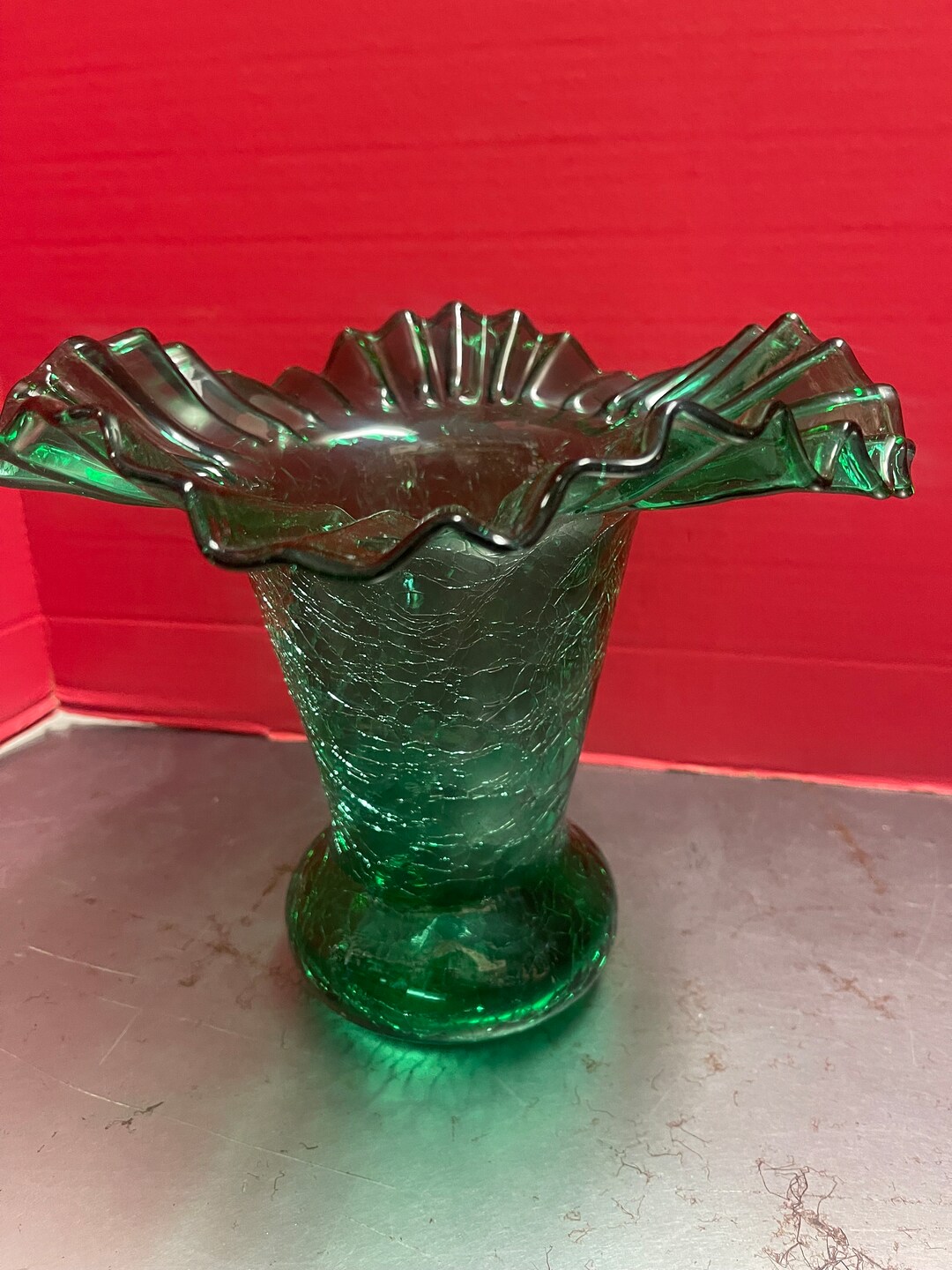 Green Glass Vase - Etsy