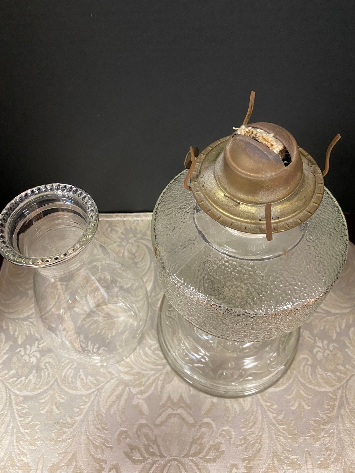 Pressed Glass Oil Lamp - Etsy