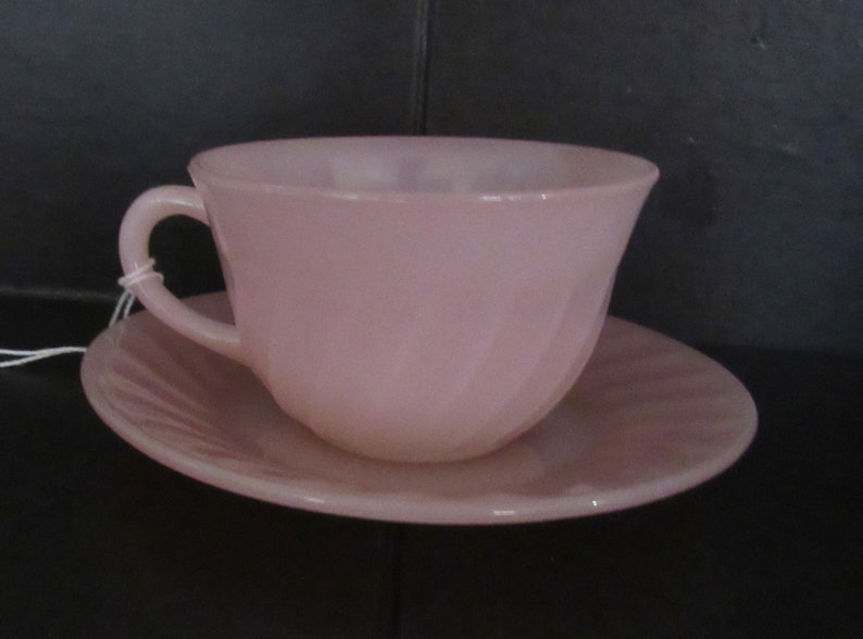 Fire King Pink Swirl Cup and Saucer - Etsy