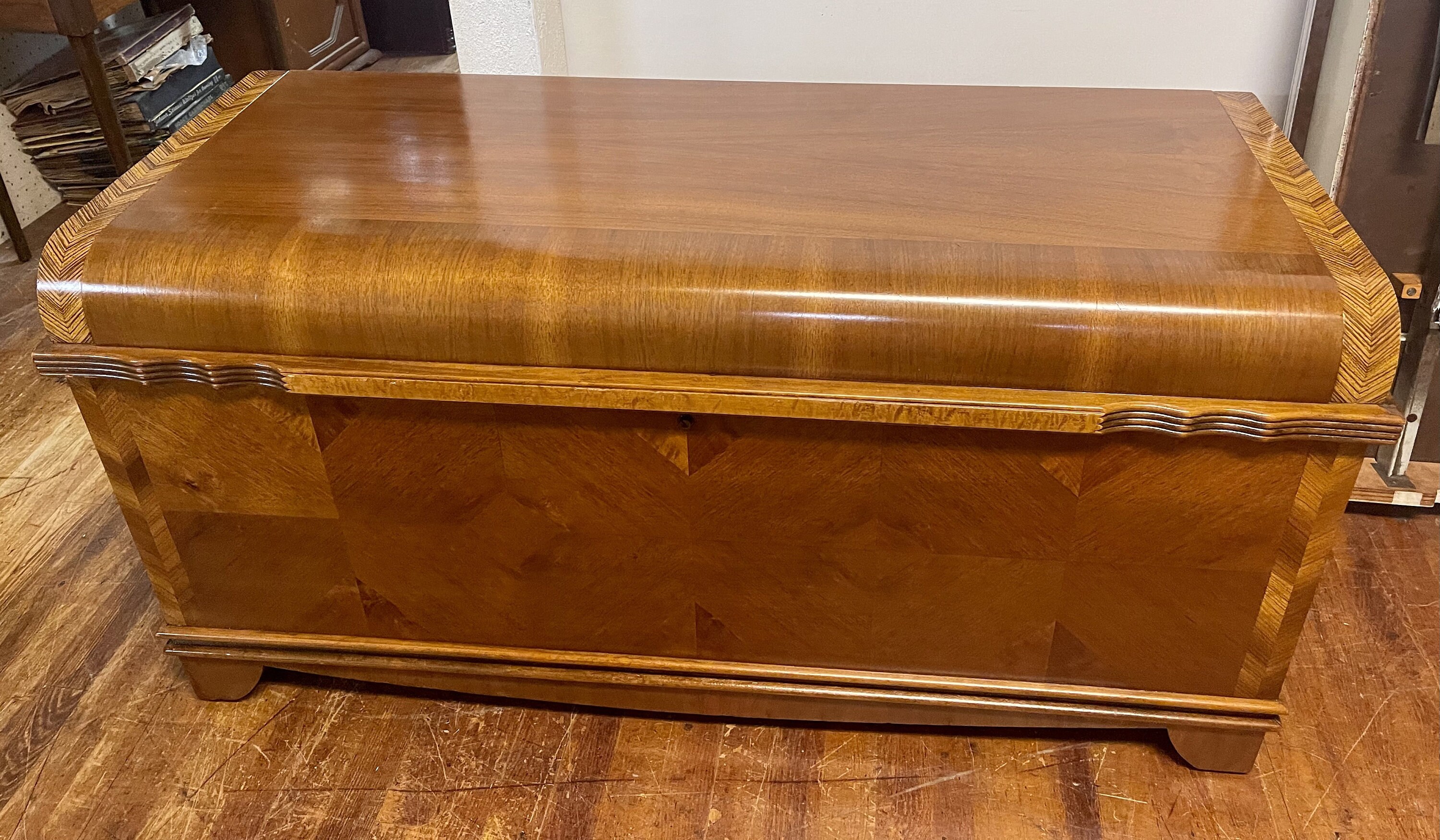 Art Deco Waterfall Cedar Chest With Lock Removed