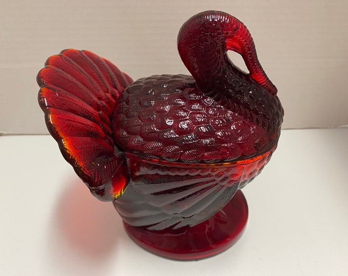 L.E. Smith Ruby Glass Turkey - Etsy