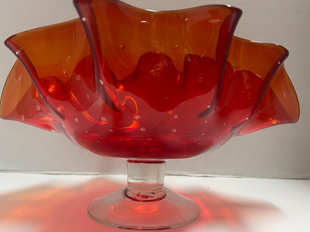 Wayne Bischoff Hand Blown Red Glass Center Piece - Etsy