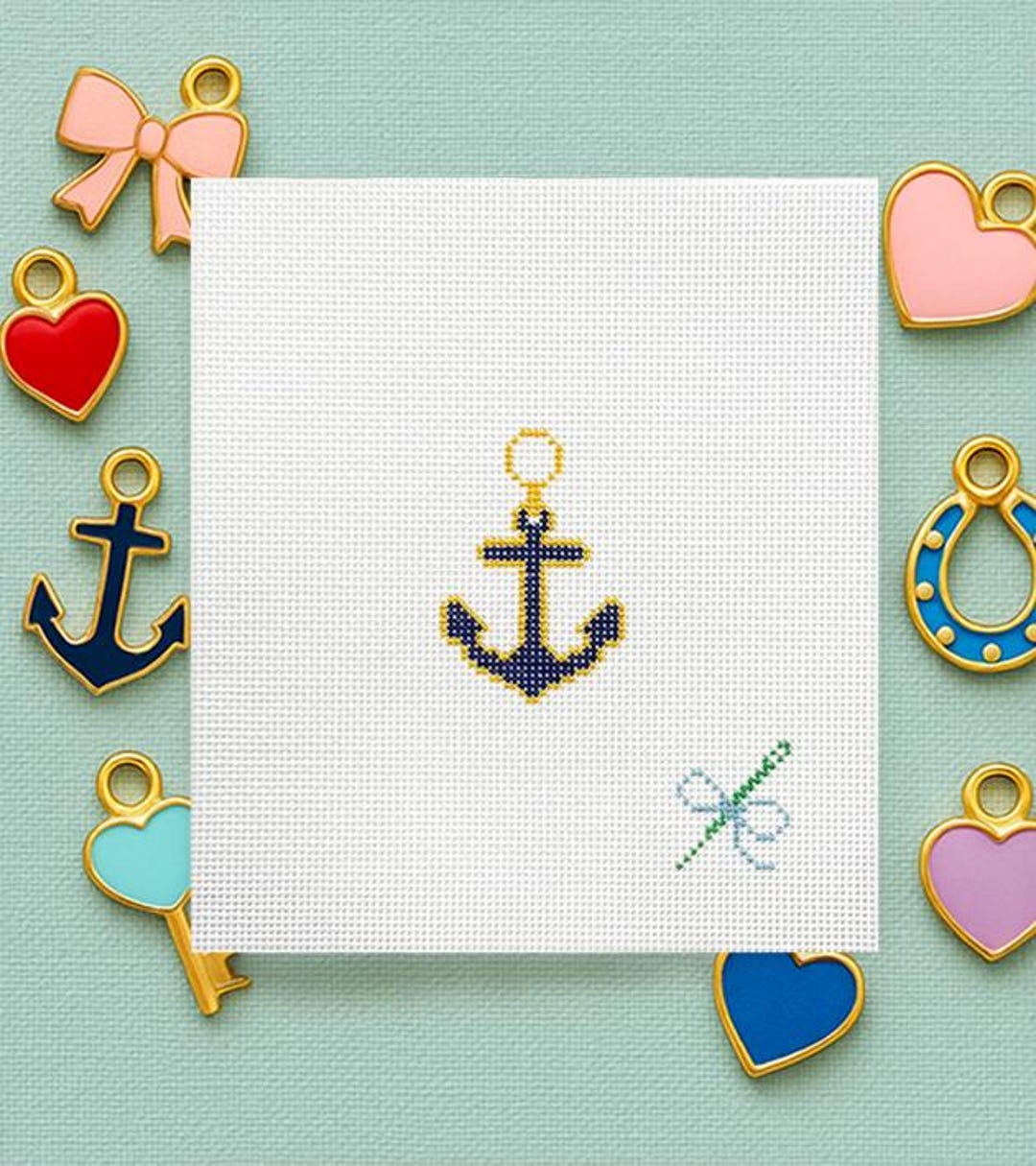 Anchor Needlepoint Bag Charm Canvas – Hand-painted 18 Mesh - Etsy