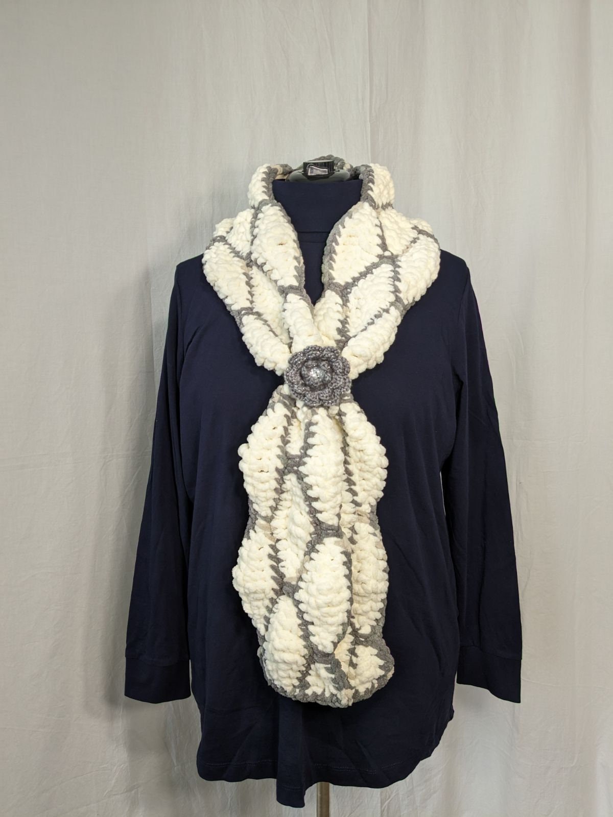 Poofy Diamonds Crochet Scarf - Etsy