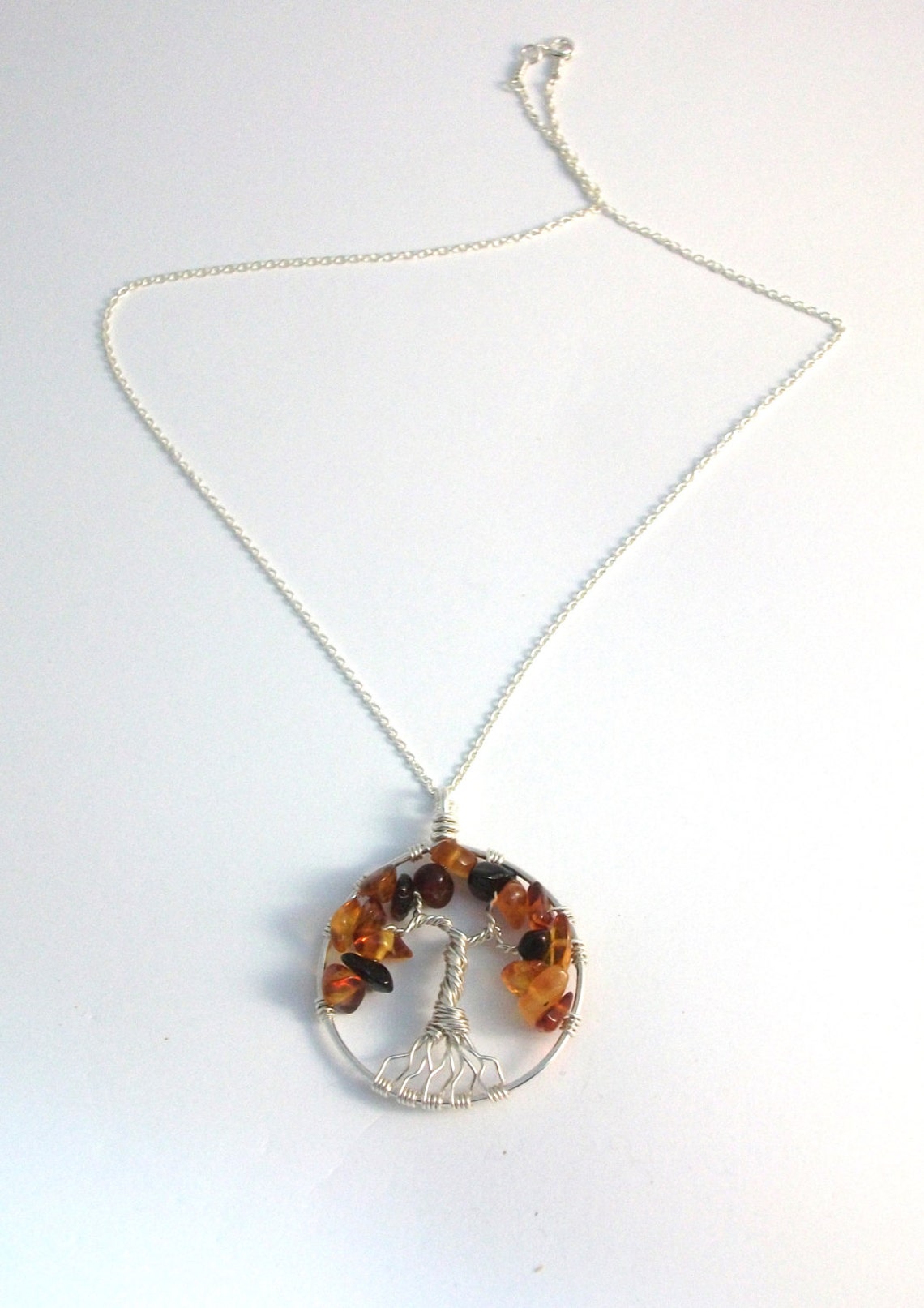 Baltic Amber and Sterling Silver Tree of Life Necklace - Etsy UK