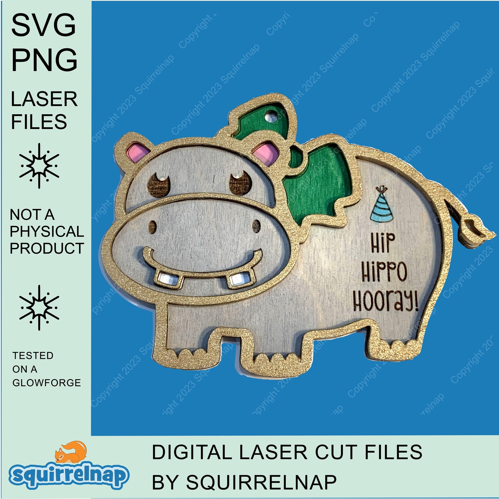 Hippopotamus Svg File, Multi Layered Ornament, DIY Gift Tag, Friendship ...