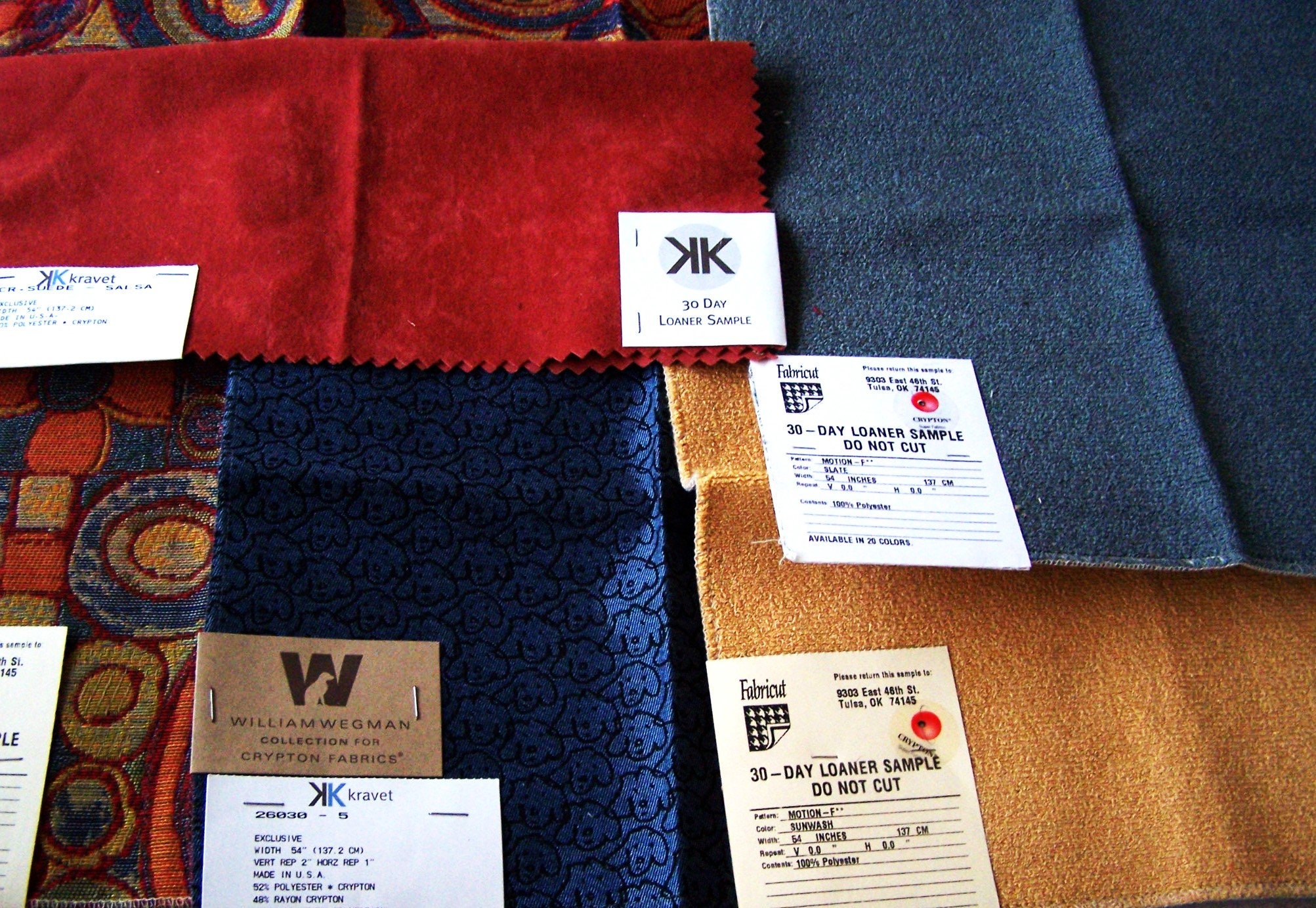 Fabric Sample or Swatch Squares 6 Large Pieces in Different Prints and ...