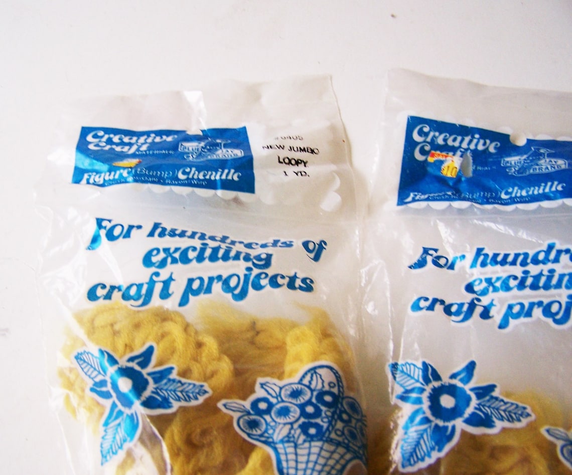 Creative Craft Figure bump Jumbo Loopy Chenille 4 Yards Yellow, Crush ...