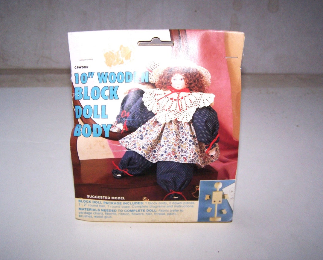 10" Wooden Block Doll Body, 13" Completed Doll, Wooden Doll Body, Doll ...