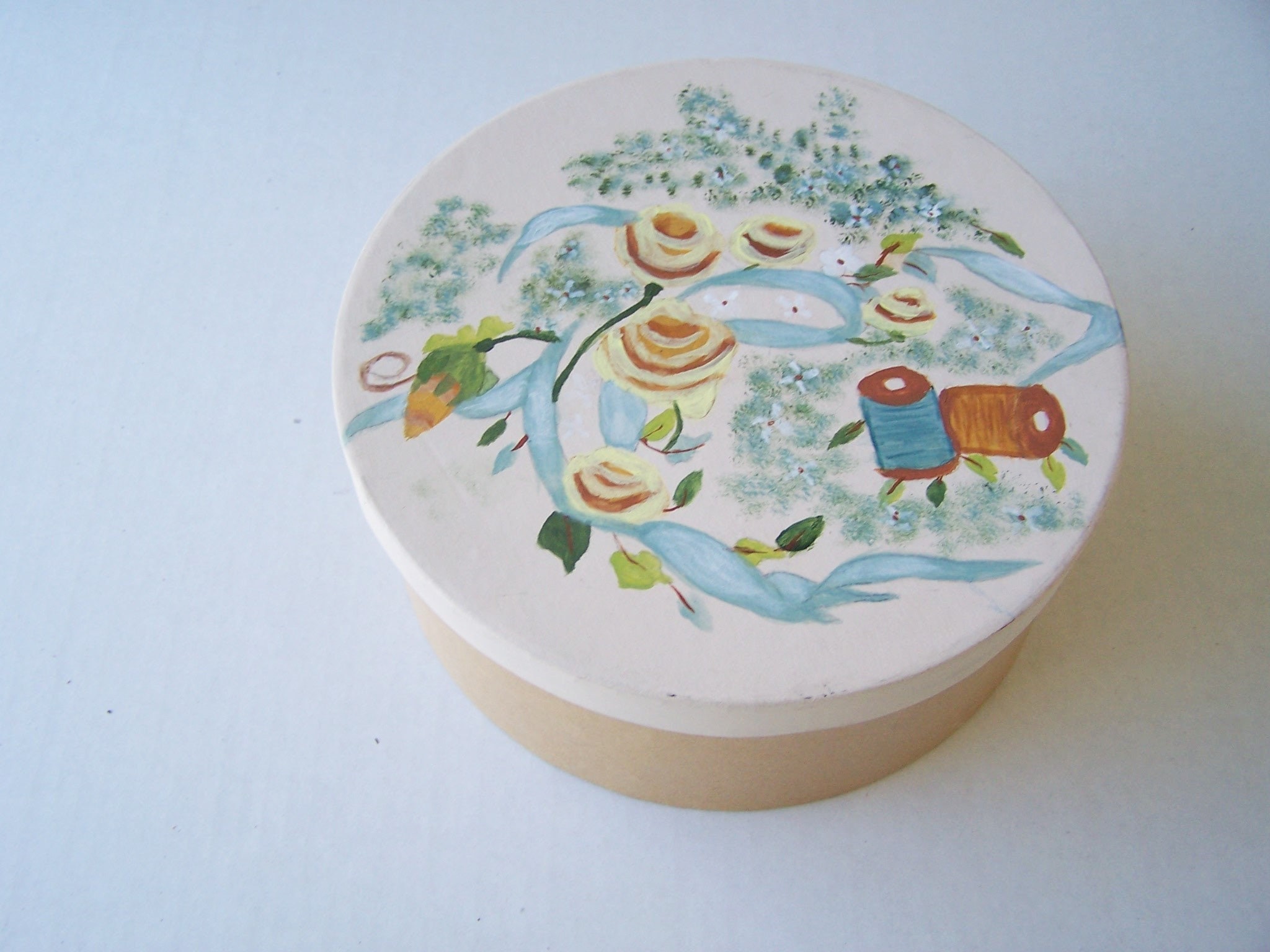 Sewing Notion Box Sewing Container Decorative Round | Etsy