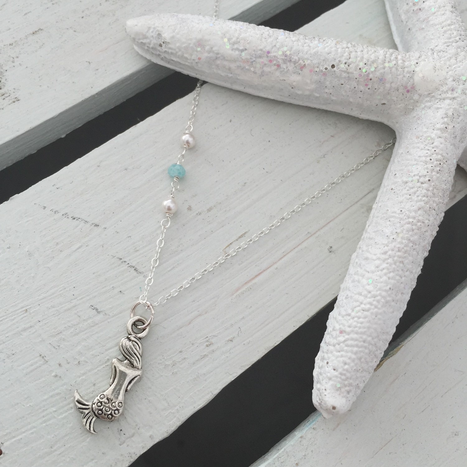Mermaid Necklace Pearl Necklace Beach Wedding Necklace - Etsy