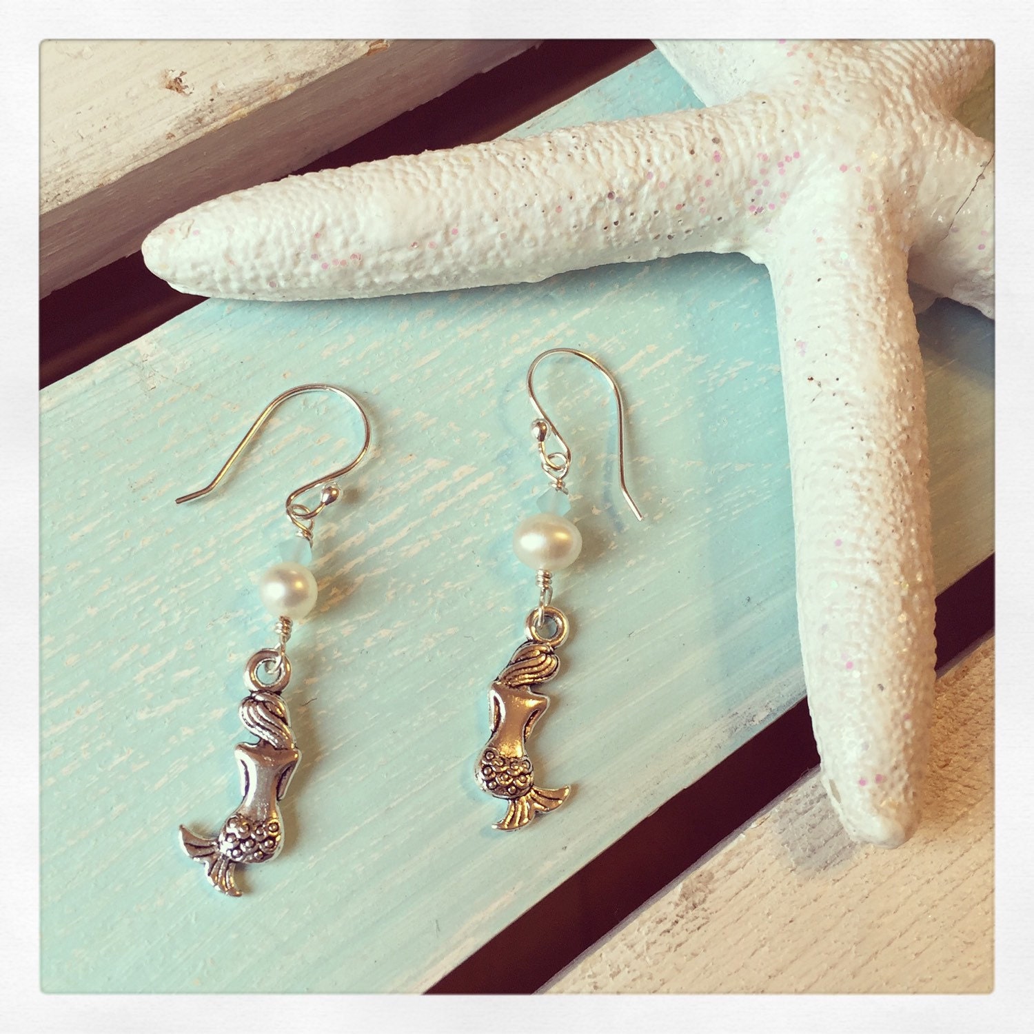 Mermaid Earrings Pearl Earrings bridesmaid Jewelry | Etsy