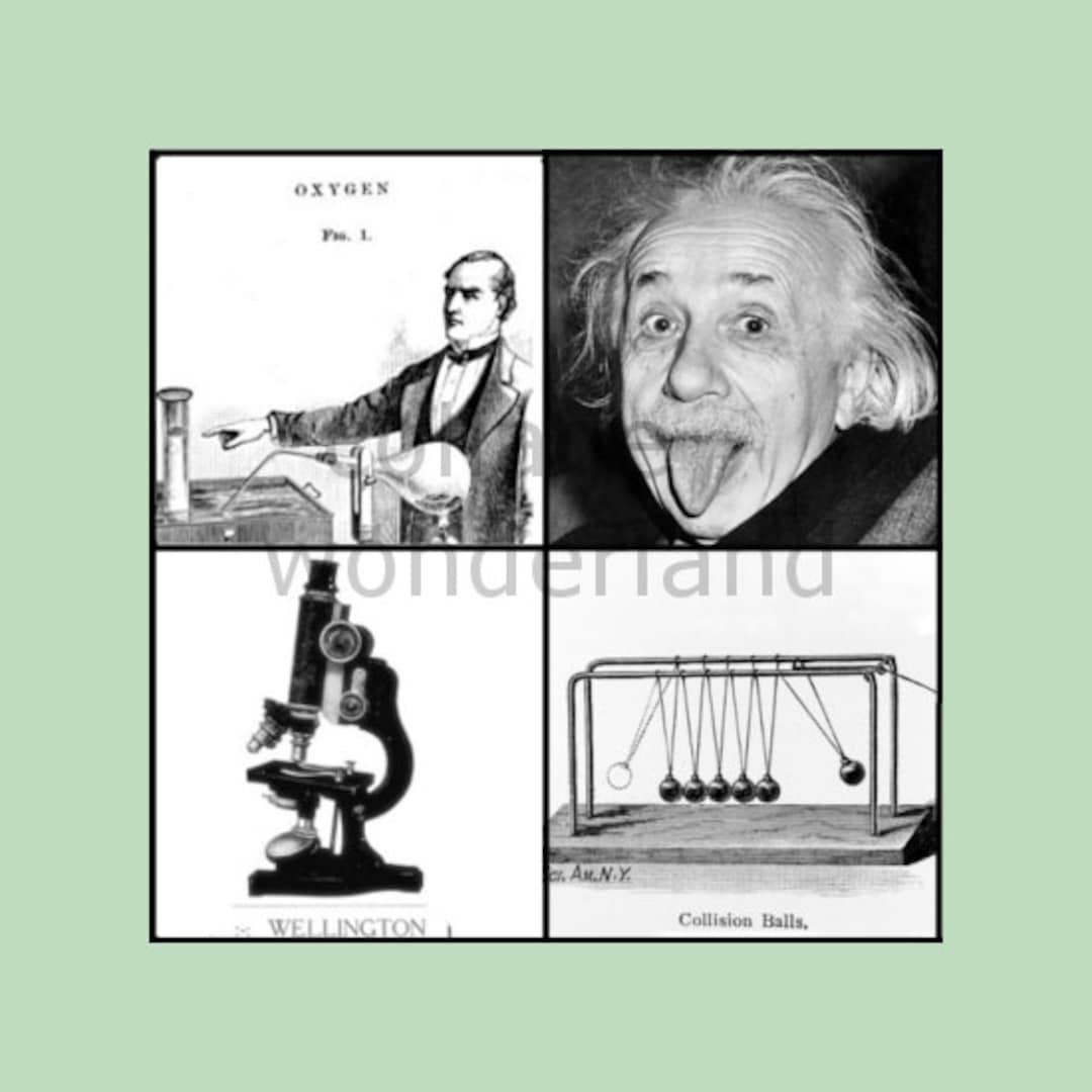 Science / Scientists Digital Collage Sheet Black and White 1 in by 1 in ...