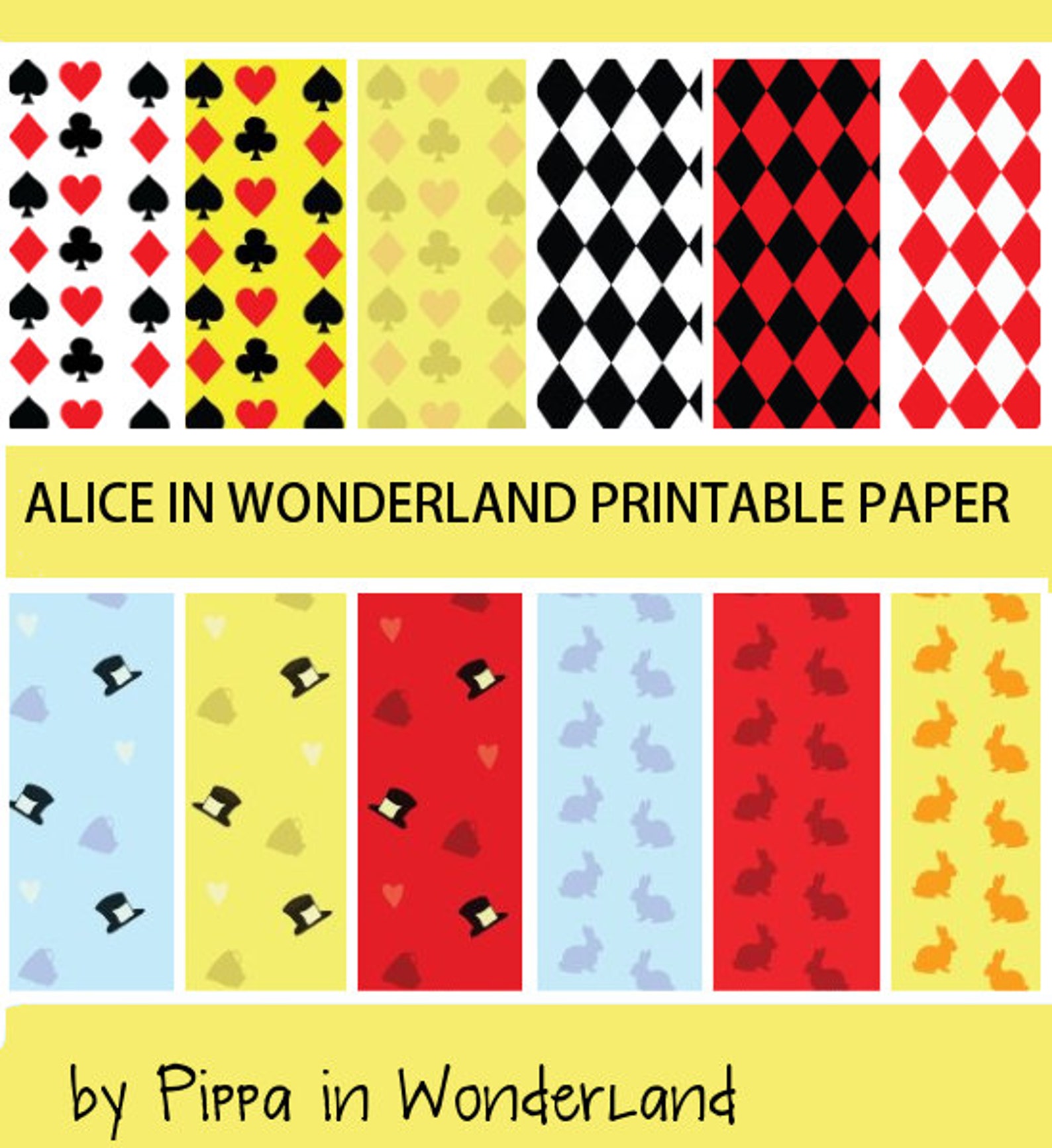 Digital Paper Alice in Wonderland Printable Paper Download - Etsy