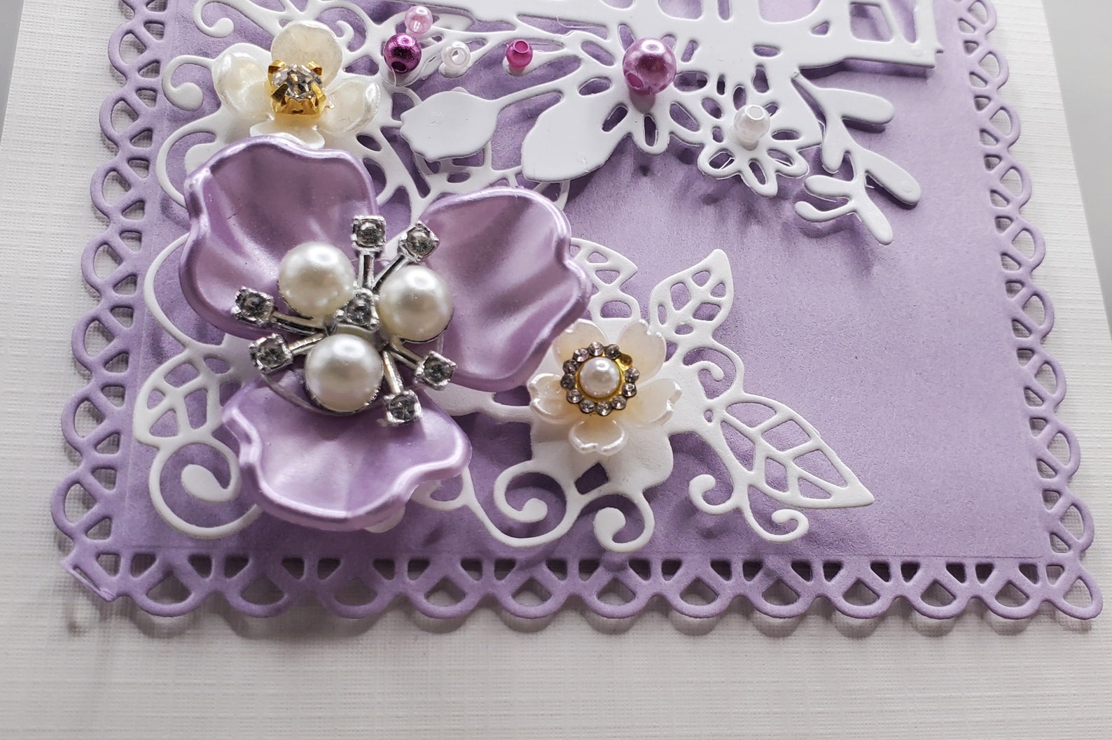 3D Happy Birthday Card Die Cut Birthday Card Imitation Pearl Rhinestone ...