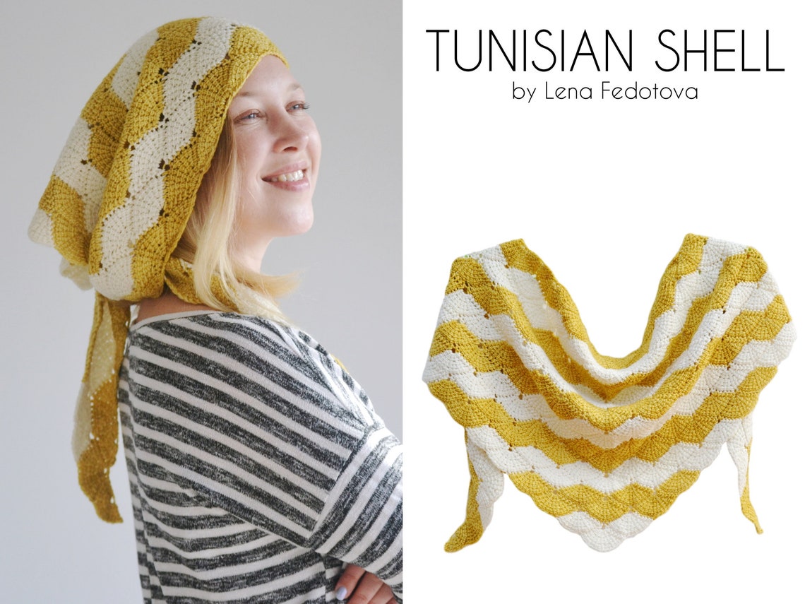 Tunisian Shell Shawl PDF Pattern Crochet - Etsy