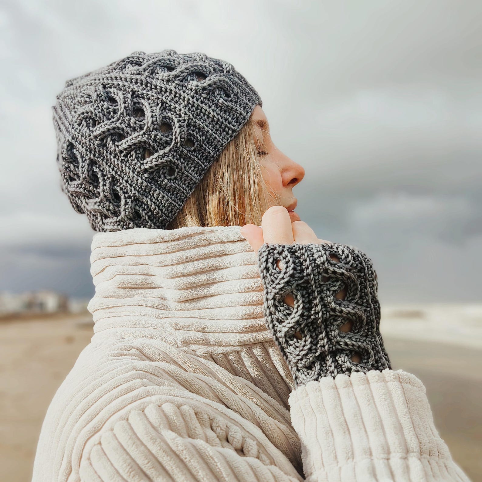 Leeward Hat Crochet Pattern • Cable Beanie PDF • Textured Sideways ...