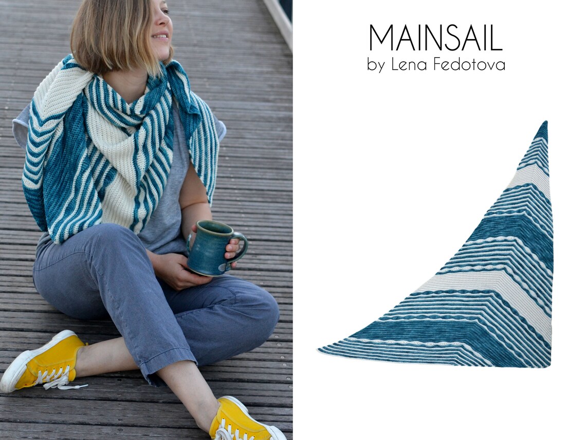 Mainsail Shawl Crochet Pattern – Two-color Triangle Wrap With Stripes ...