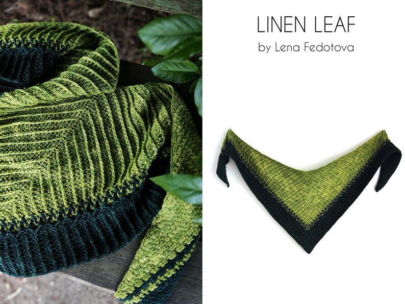 Linen Leaf Crochet Shawl Pattern PDF – Textured Two-color Shawl, Linen ...