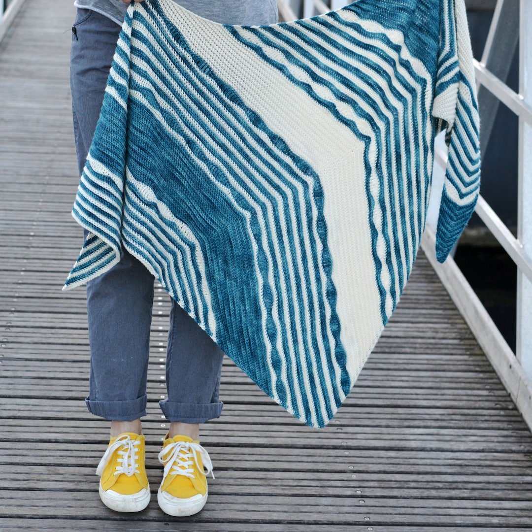 Mainsail Shawl Crochet Pattern – Two-color Triangle Wrap With Stripes ...
