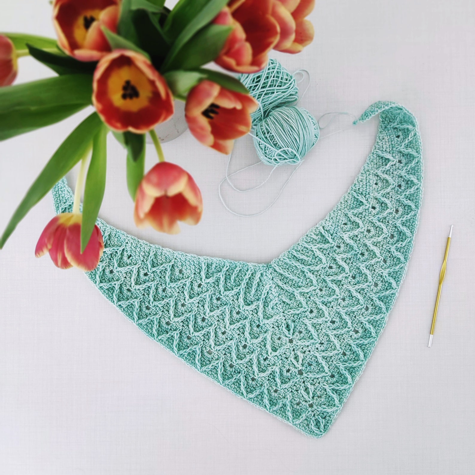 Mint Leaf Crochet Shawl Pattern PDF – Lightweight Eyelet Shawl ...