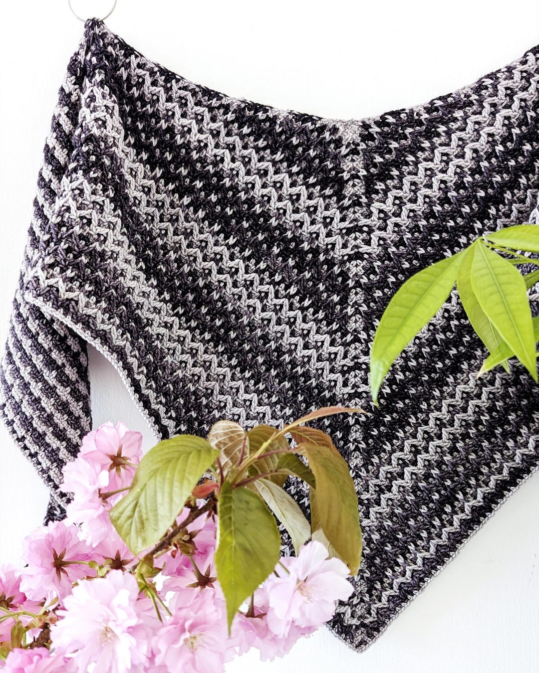 Faded Leaf Crochet Shawl Pattern PDF – Two Color Boomerang Wrap ...