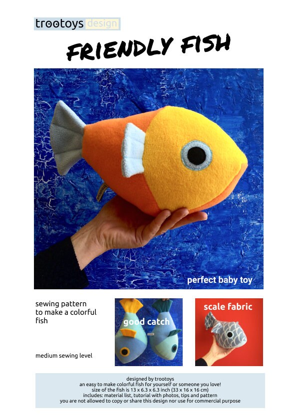 Fish Pdf Sewing Pattern Fish Soft Toy Fleece Fish - Etsy