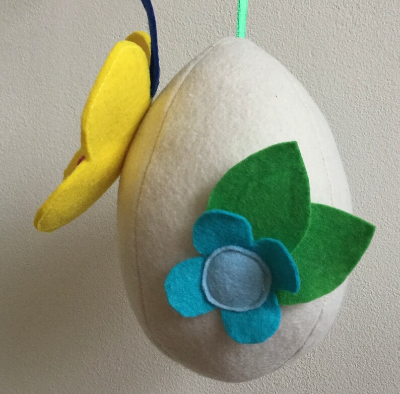 Easter Egg Sewing Pattern, Felt Easter Egg, Pendant With Butterfly - Etsy
