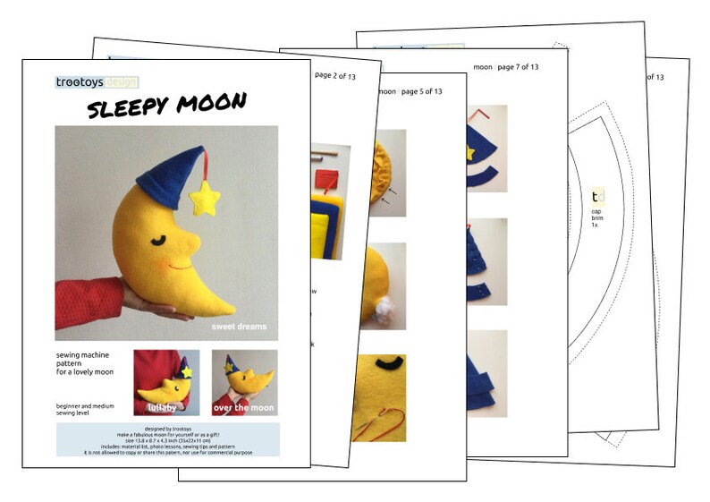 Sleepy Moon Pdf Pattern, Moon Soft Toy - Etsy