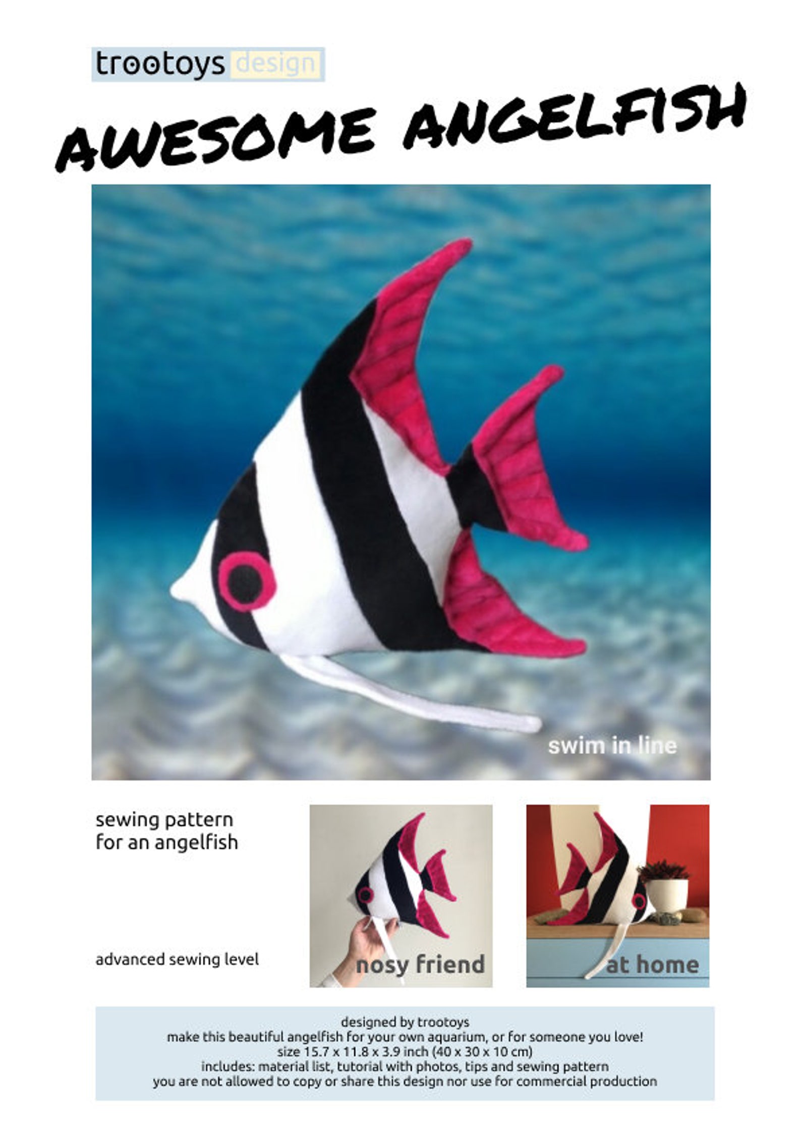 Angelfish Pdf Sewing Pattern, Angelfish Soft Toy, Toy Fish - Etsy