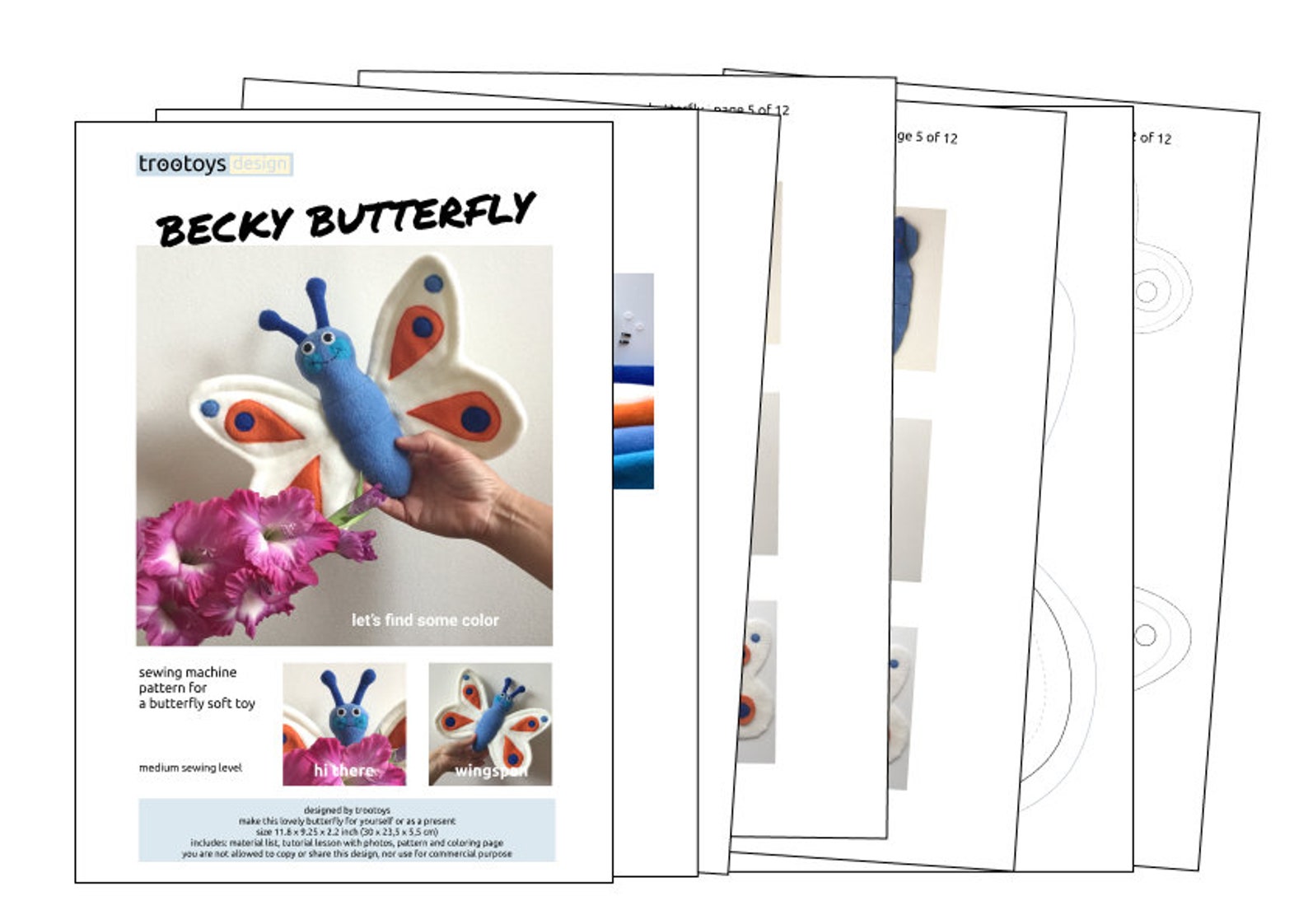 Butterfly Pdf Pattern, Butterfly Plush, Butterfly Soft Toy - Etsy