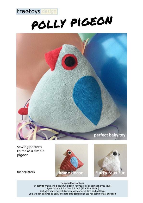Pigeon Sewing Pattern, Pigeon Soft Toy, Bird Soft Toy - Etsy