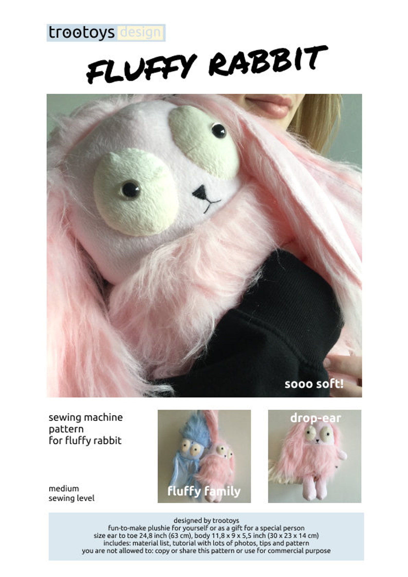 Sewing Pattern Fluffy Rabbit, Rabbit Soft Toy, Easter Bunny - Etsy