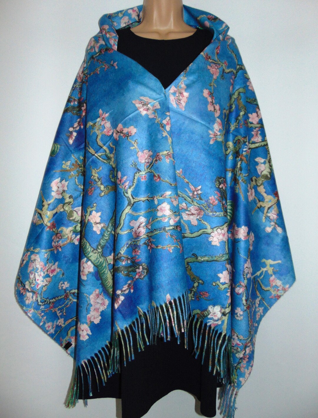 Japanese Blossom Tree/ Monet Garden 100% Cashmere 2 Sides Print Wrap ...