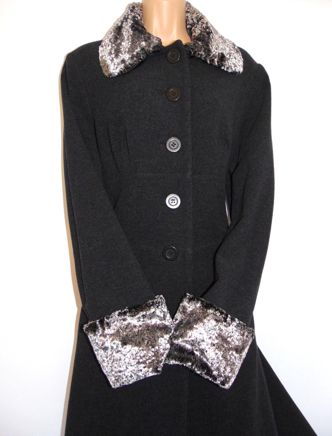 Laura Ashley Vintage Wool Cashmere Coat UK 16 - Faux Fur Collar - Etsy