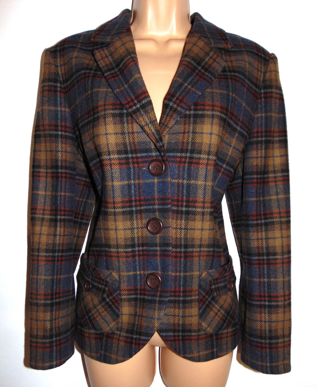 Peter Hahn Vintage Tweed Wool Blend Check Country Jacket, Autumn Winter ...