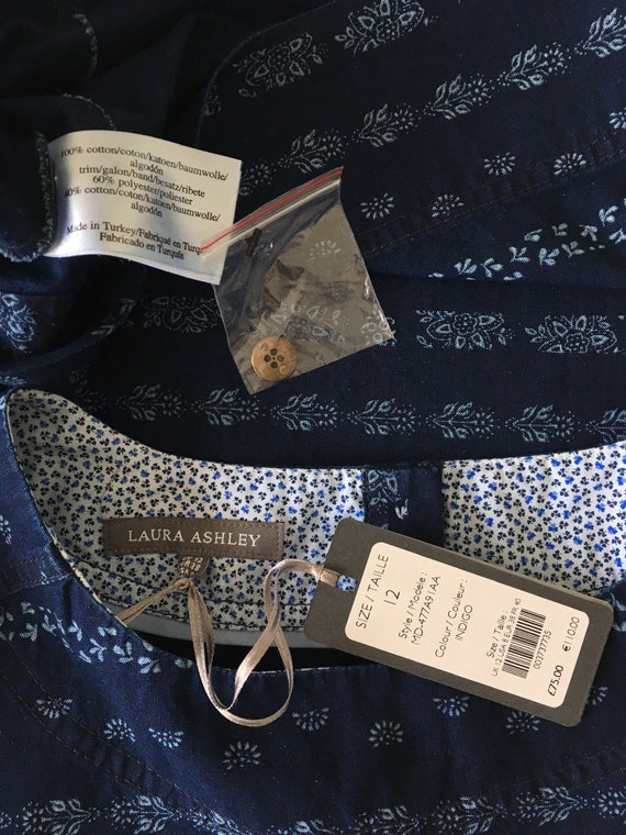 Laura Ashley Indigo Dyed Cotton/ Denim Look Grunge Tu… - Gem