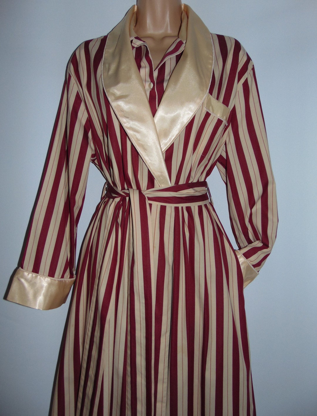 Laura Ashley Vintage Rare Stripped Cotton Satin Trimming Robe & Night ...