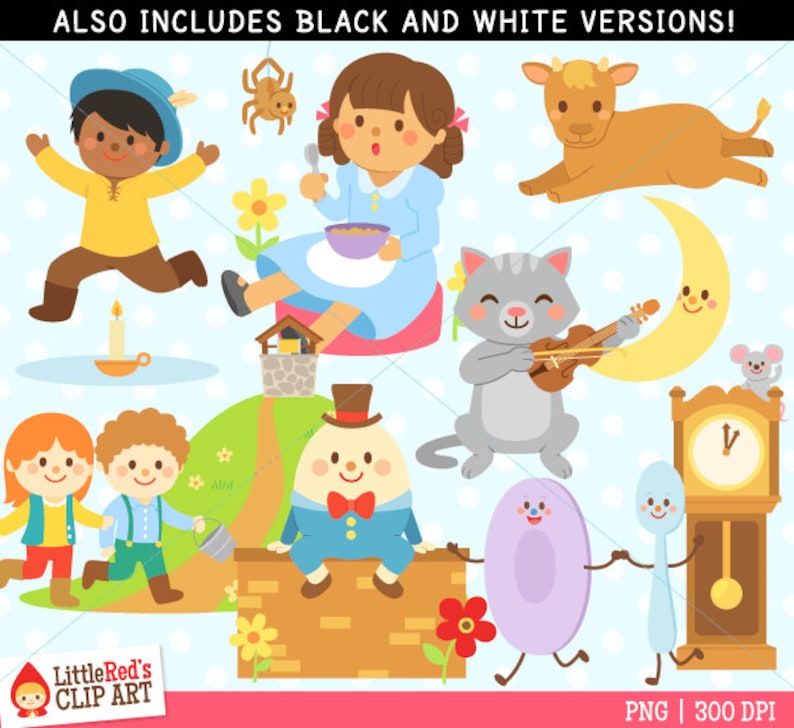 Nursery Rhyme Clip Art and Lineart for personal and | Etsy