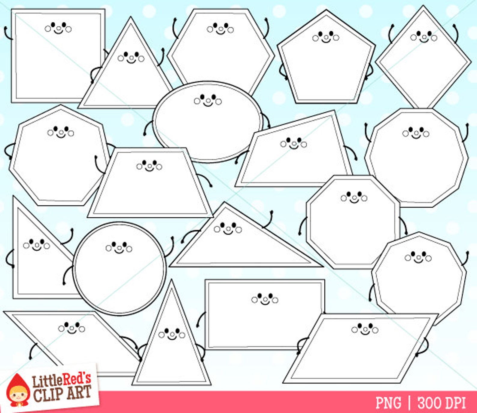 Happy Shapes Geometry clip art and digital stamps personal | Etsy